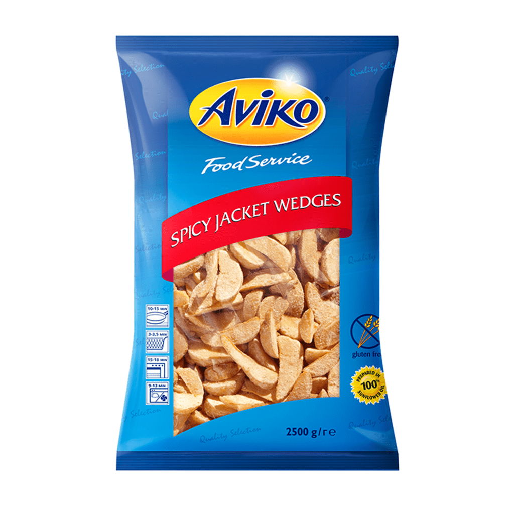 Aviko Wedges Spicy Jacket Potato - (skin on) 4 x 2.5kg - Box - ELC UK LTD