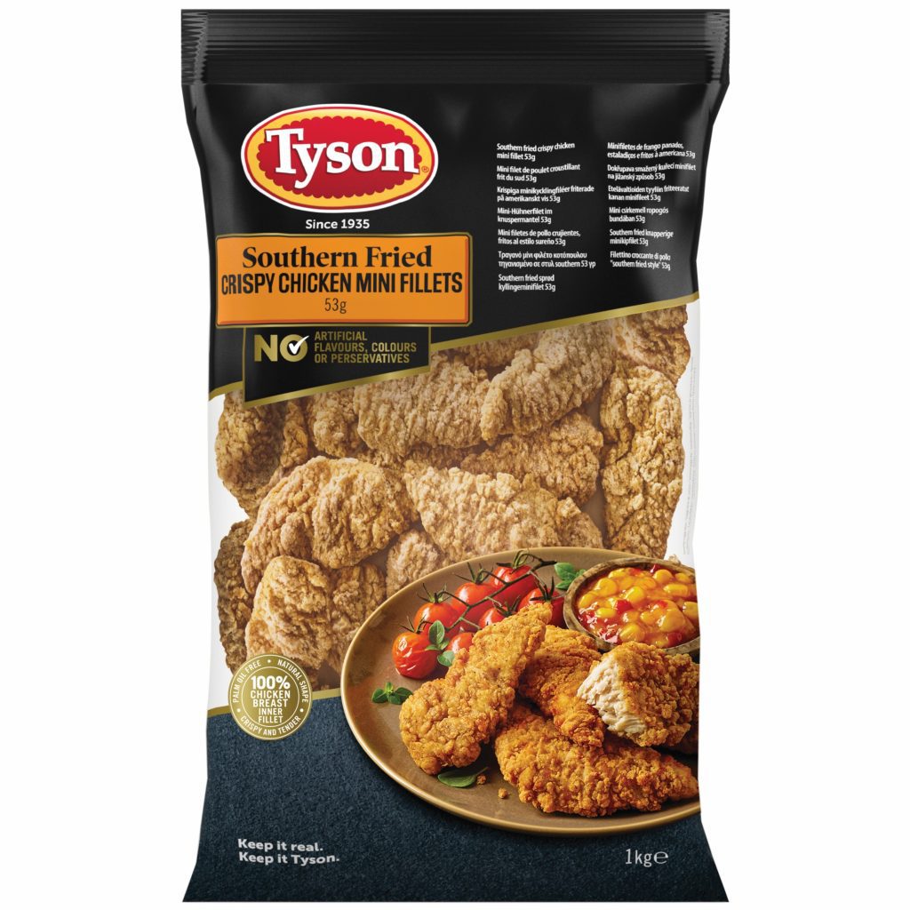Tyson SF Crispy Chicken Mini Fillets (53g) 10 x1 kg BOX - ELC UK LTD