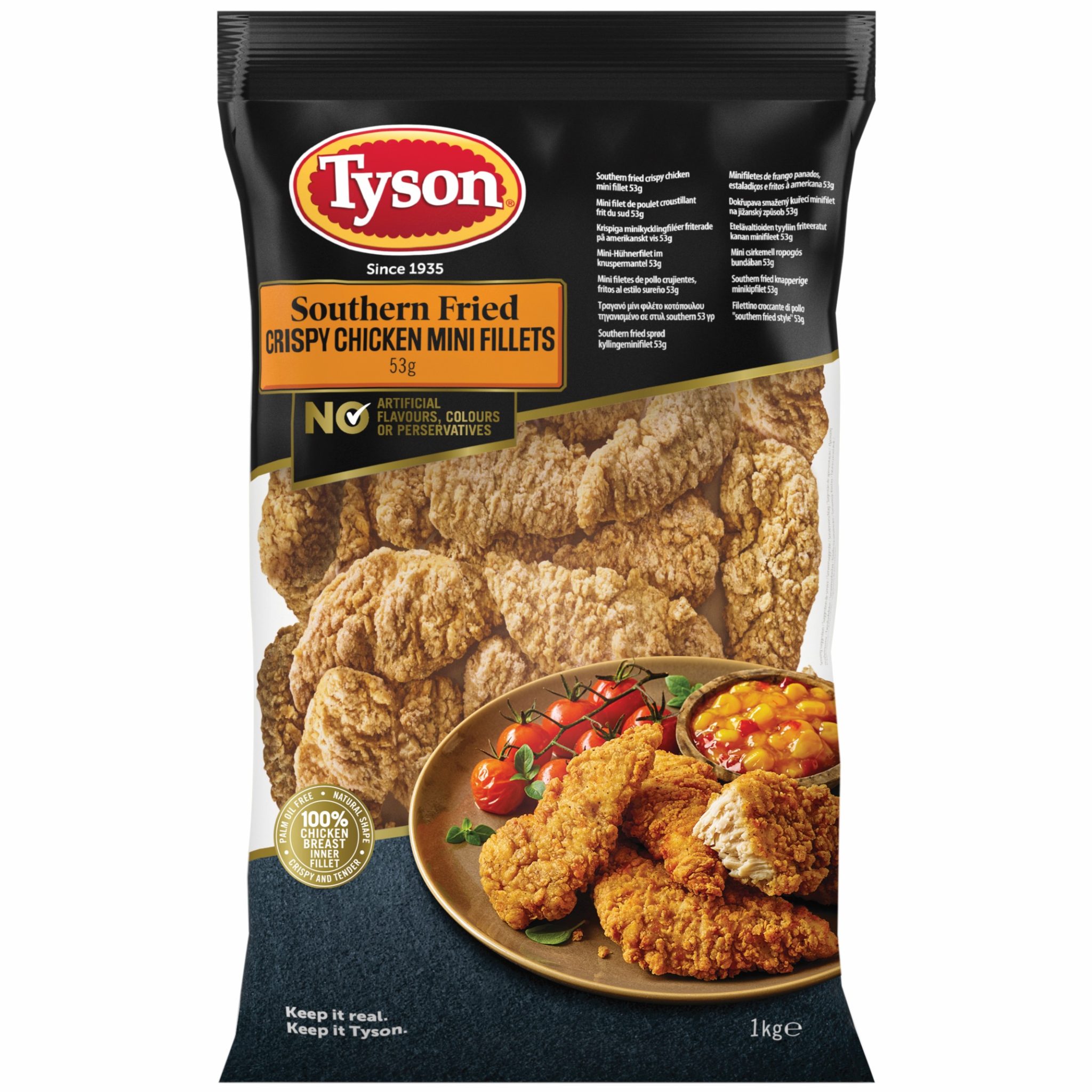 Tyson SF Crispy Chicken Mini Fillets (53g) 10 x1 kg BOX - ELC UK LTD