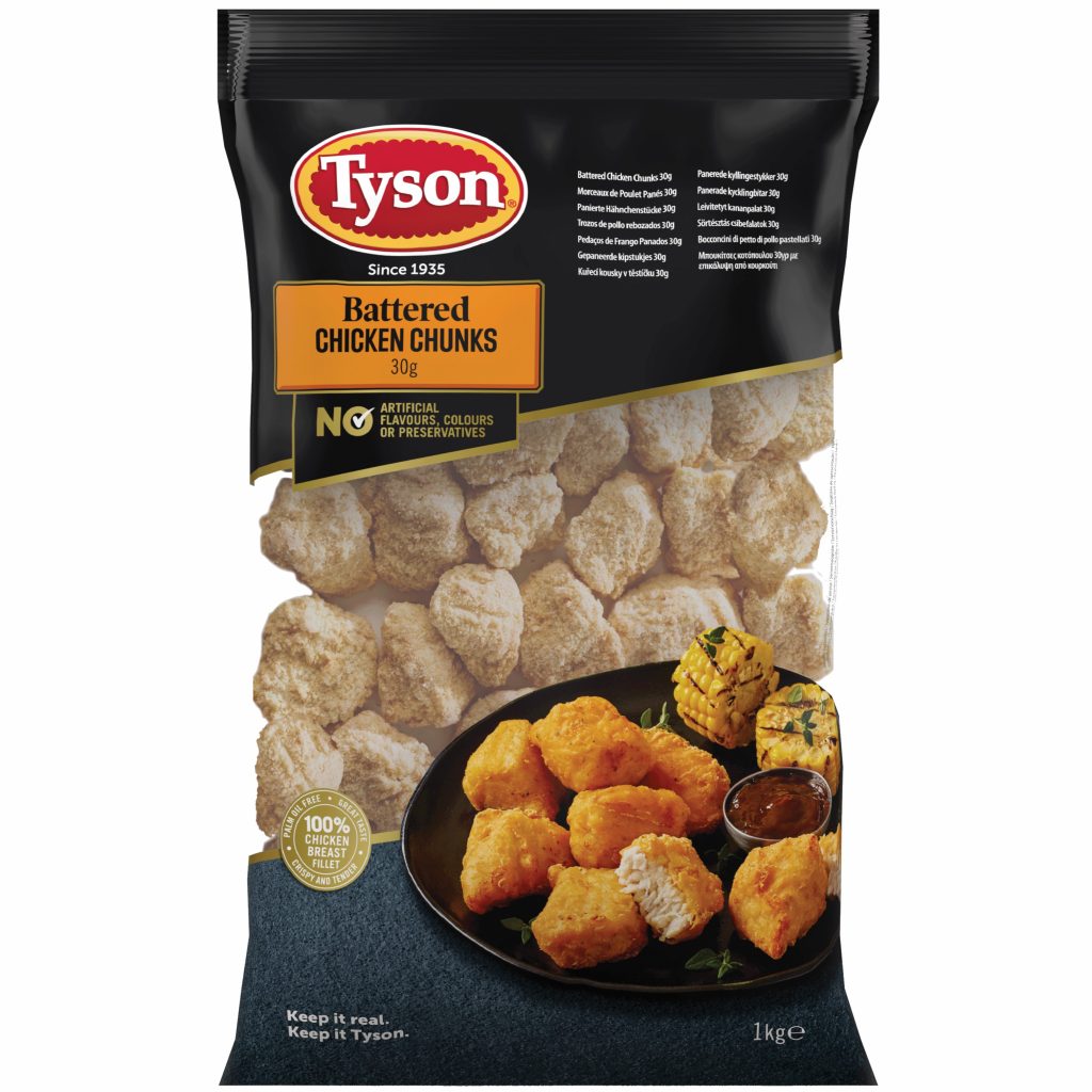 Tyson Chicken Fillet Bite Chunks 30g Box 10x1Kg - ELC UK LTD