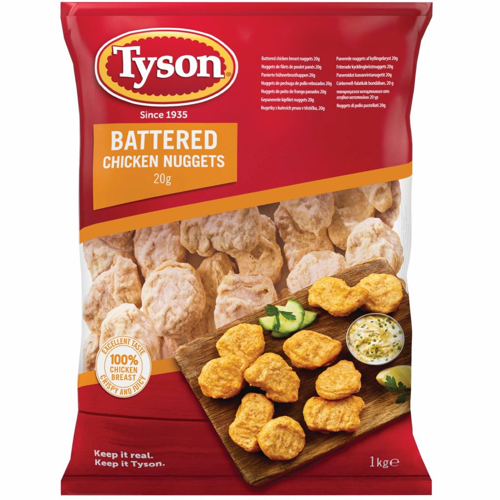 Tyson Battered Chicken Nuggets 22g UM - 5x1Kg - ELC UK LTD